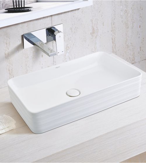 White Ceramic Table Mounted Wash Basin