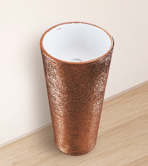 Rose Gold White Pedestal Floor Mounted Wash Basin - Aquant India