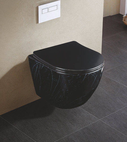 Statuario Glossy Finish Rimless WallHung WC with UF Slim Seat Cover ...