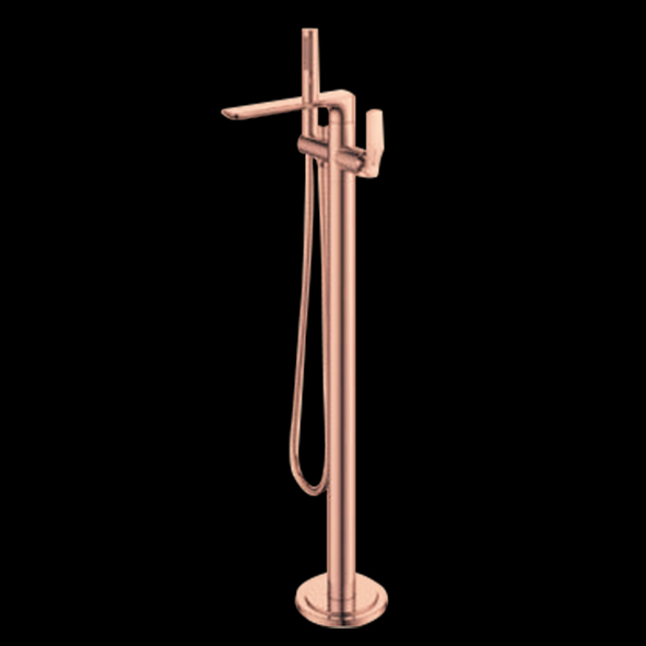 Rose Gold Free Standing Bath Mixer with Hand Shower - Aquant