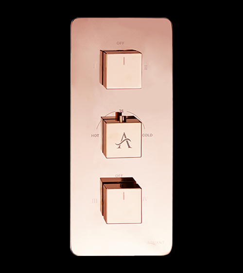 Rose Gold High-Flow Thermostatic Diverter With Four Outlets (20mm Inlet ...
