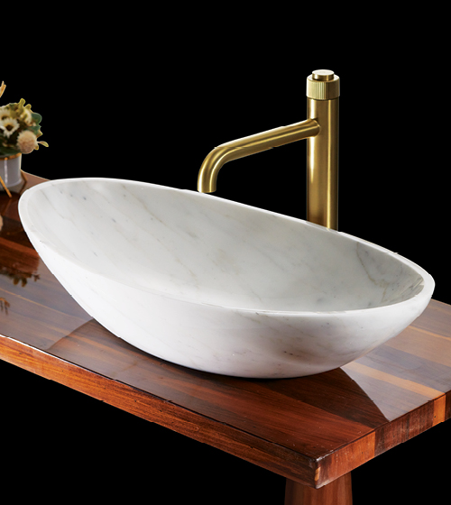 Aura Snow - Statuario Marble Basin | Table Mounted Wash Basin - Aquant